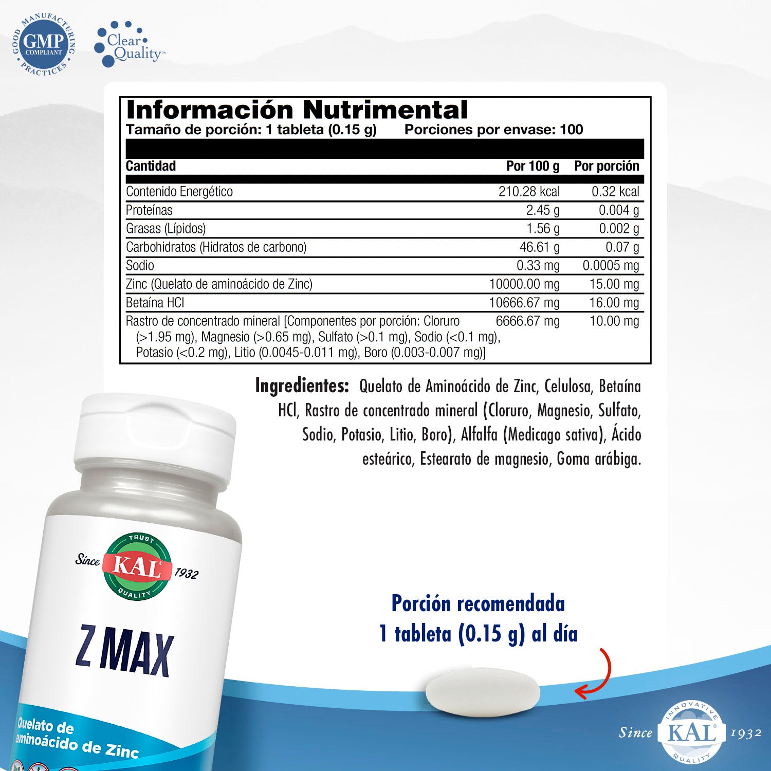 KAL Z MAX (Zinc) 100 tabletas – FreshVitamins